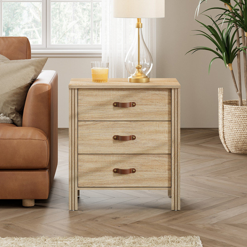 Lark Manor™ Ashae 3 Drawer oak End table | Wayfair